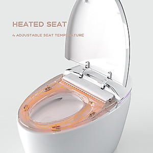 Modern Smart Toilet with Auto Flush, Foot Kick Flush, Blackout Flush, One Piece Toilet Tankless with Heated Seat, IPX4 Waterproof, LED Nightlight and Soft Close (1)