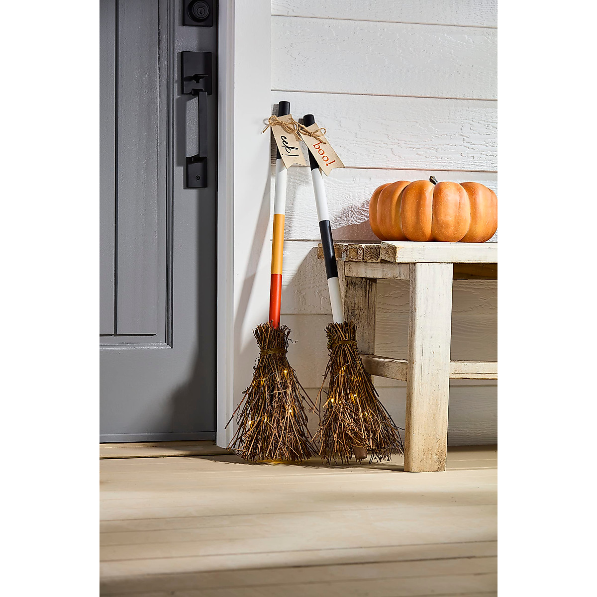 Mud Pie Light Up Broom Décor, Eeek, 33"