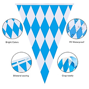 Ahfulife 39 Feet Oktoberfest Flag Banner for Oktoberfest Decorations, 1 pack Oktoberfest Bavarian Pennant Banner with 30pcs Flags for German Oktoberfest Themed Party Decorations(39 feet, 7.8"x11")