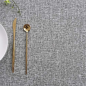 maxmill Flaxy Faux Linen Tablecloth with 2-Tone Slubby Texture Wrinkle Free Anti-Shrink Soft Table Cloth for Kitchen Dining Tabletop for Outdoor and Indoor Use Rectangle 60 x 84 Inch Light Grey