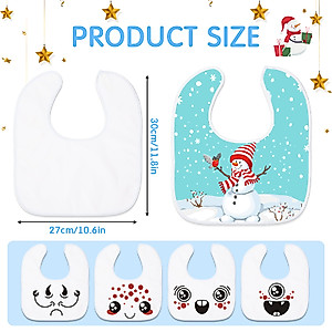 HooLing 12 Pieces Sublimation Blank Baby Bib White Blank Baby Bib Reusable Heat Transfer Printing DIY Baby Newborn Crafts Gifts, 30 x 27 cm