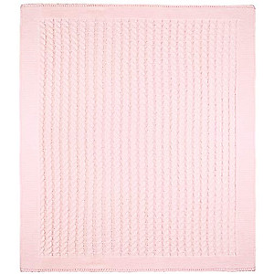 Lilax Baby Cable Knit Blanket Soft Warm Toddler for Boys and Girls 35X30 Inch Pink