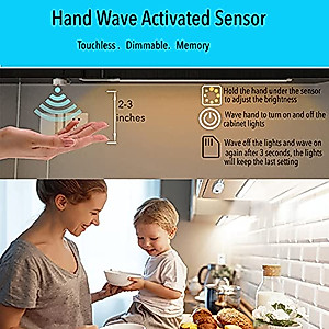 LAMPAOUS LED Dimmable Under Cabinet Lighting Kit, Hand Wave Activated - Touchless Dimming Control, Warm White 6X 12 Panel (Warm White)