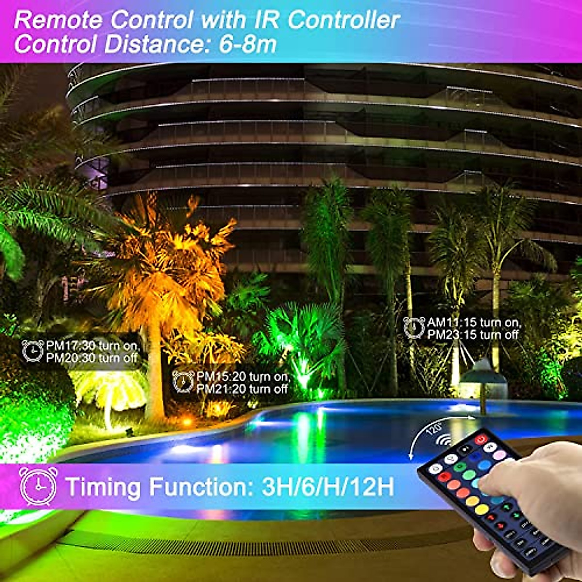 Smart Outdoor LED Flood Light,RGBW Landscape Light Stage Light Controled by APP/Alexa/Google Home,5000K 200W Equivalent IP66 Waterproof Timing Dimmable,Suit for Garden Party Halloween,2 Pack