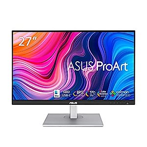 ASUS ProArt Display 27" Monitor - WQHD (2560 x 1440), IPS, 100% sRGB, 100% Rec. 709, ΔE < 2, Calman Verified, USB Hub, USB-C, Daisy-chaining, HDMI, Compatible With Laptop & Mac Monitor - PA278CV
