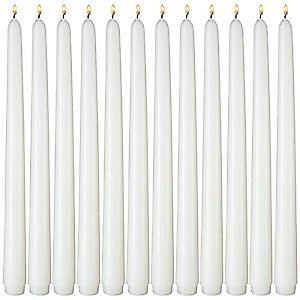 12 Pcs White Taper Candles for Home Decoration, 10×7/8 Inch Thin Candlesticks, Great for Dinner Party and Emergency