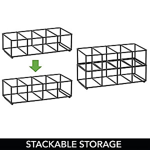 mDesign Stackable, Metal Geometric Free-Standing Water Bottle and Wine Rack Storage Organizer for Kitchen Countertops, Pantry, Fridge - Holds 8 Bottles - 2 Pack - Matte Black