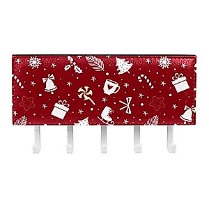 Red Christmas Element Tree Bell Candy Hooks Wall Mounted, Self Adhesive Towel Key Hook up, Coat and Hat Hook Rack, 7 Inches Durable Hanger Hooks
