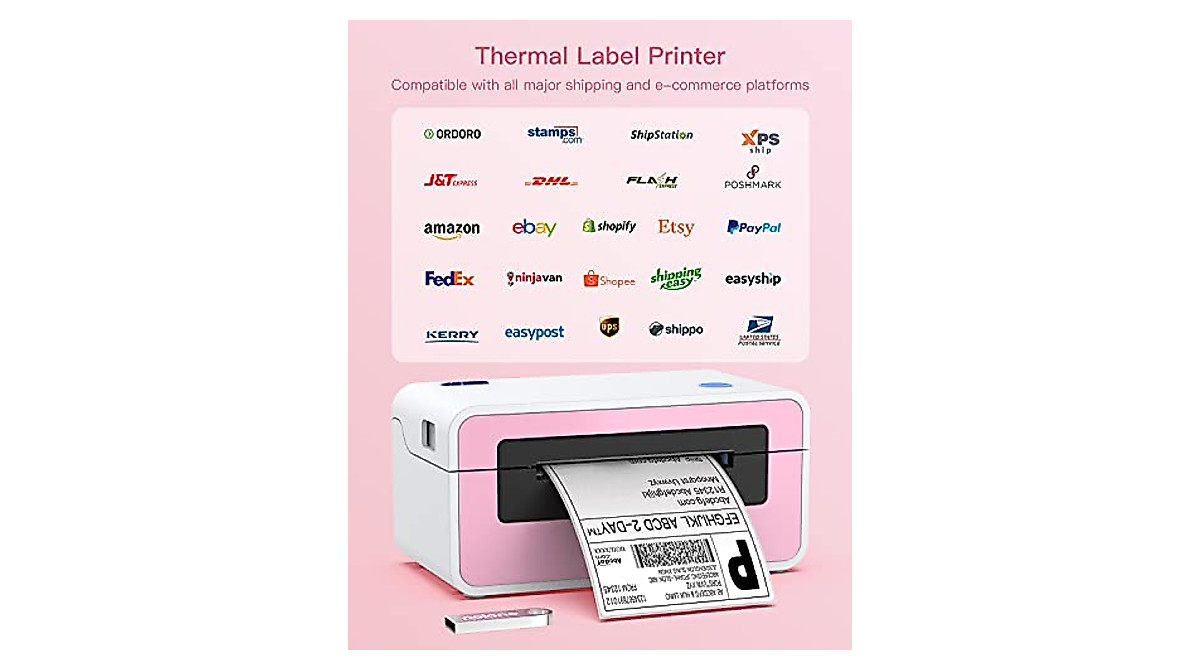 POLONO Pink 4x6 Thermal Shipping Label Printer - Fast & Reliable