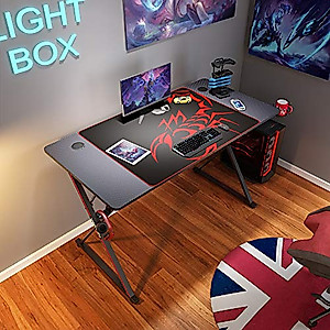 DESIGNA 47'' Gaming Desk, X-Shape Computer Desk with Free Mouse pad, Cup Holder& Headphone Hook & Controller Stand, Gamer Workstation for Home Office, Black