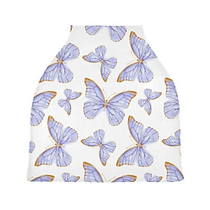 Nursing Cover Breastfeeding Scarf Purple Butterflies- Baby Car Seat Covers, Stroller Cover, Carseat Canopy(6te0j)