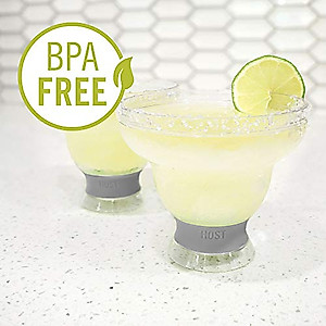 Host Freeze Stemless Margarita Glasses, Double Walled insulated Margarita Cups, Frozen Cocktail Glass, Plastic Chilled Drinkware, Margarita Gift, set of 2, 12oz, Green