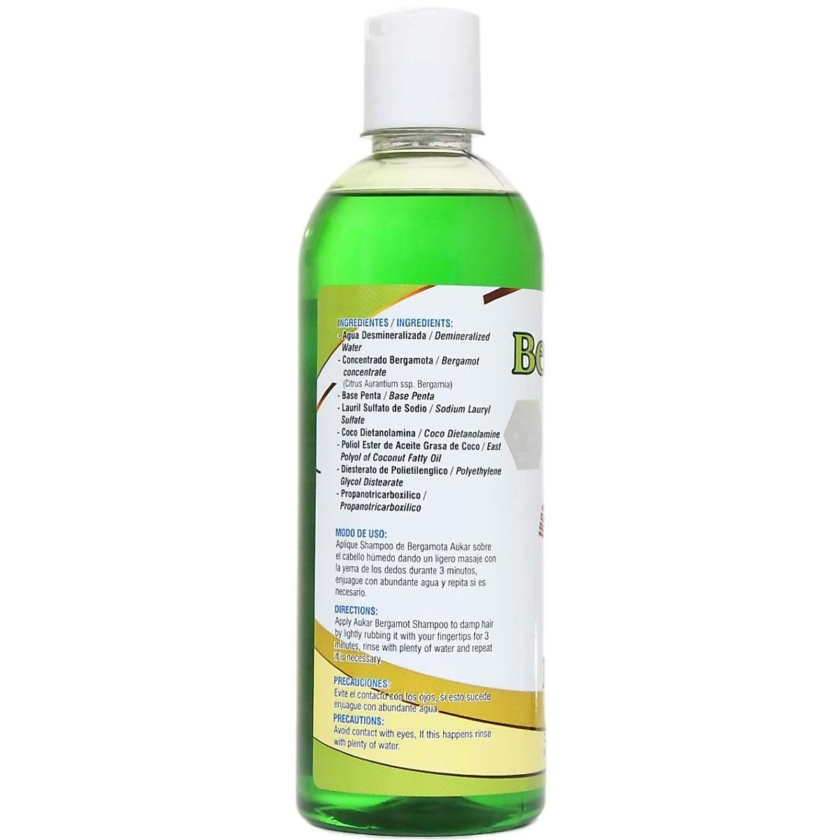 AUKAR Bergamot Shampoo 17.63 Fl Oz (PACK of 2) plus Key Chain Shampoo de Bergamota 500ml más Llavero. Twin Pack. 100% Natural.