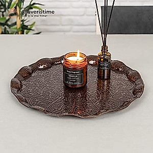 Turkish Ottoman Coffee Tea Beverage Serving Wavy Tray 35cm (Antique Copper)