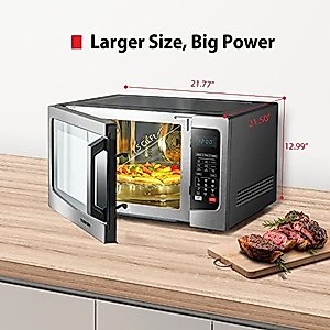 TOSHIBA 3-in-1 EC042A5C-SS Countertop Microwave Oven, Smart Sensor, Convection, Combi., 1.5 Cu. ft with 13.6 inch Removable Turntable for Family Size, Mute Function & ECO Mode, 1000W, Stainless Steel