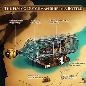 Mould King One Piece Ship in a Bottle Building Blocks Kits, MOC Queen Anne's Revenge Pirate Ship Model Building Sets, Gift for Kids Age 8+/Adults Collections Enthusiasts(2488+ Pieces)