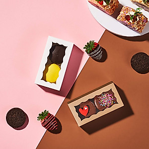 JCXPACK 50PCS 4.17 x 2.16 x 1.37 Inches White Macaron Gift Boxes for 2, Chocolate Covered Ores Boxes, Macaron Packaging for Wedding, Party, Thank You Favors