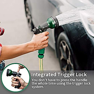 AUTOMAN-Garden-Hose-Nozzle,ABS Water Spray Nozzle with Heavy Duty 7 Adjustable Watering Patterns,Slip Resistant for Watering Plants,Lawn& Garden,Washing Cars,Cleaning,Showering Pets & Outdoor Fun.