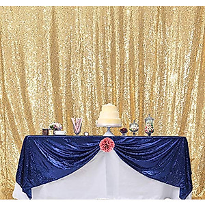 SquarePie Sequin Backdrop 10FT x 10FT Gold Photography Background Sparkly Curtain Selfie Wall for Wedding Party Decoration
