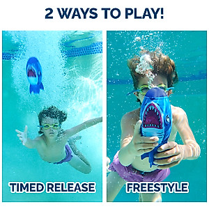 Swimways Shark Rocket, Kids Pool Accessories & Torpedo Pool Toys, Water Rocket Outdoor Games for the Swimming Pool, Lake & Beach for Kids Ages 5 & Up