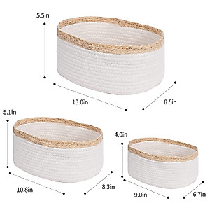 3-Pack Rope Woven Storage Baskets - Home Organizing Bins and Toy Organizer, Durable Nursery Baskets Organizer Bins,Cotton with Corn Skin Design