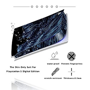 PS5 Skin Digital Edition Console and Controller, PS5 Stickers Vinyl Decals for Playstation 5 Console and Controllers, Digital Edition (Line)