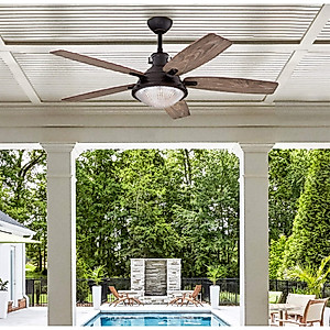 Westinghouse Lighting 7226700 Crescent Cove, Vintage Industrial LED Ceiling Fan with Light and Remote Control, 52 Inch, Oil Rubbed Bronze Finish, Clear Prismatic Glass