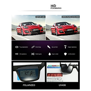 DUBERY Women's Fashion Polarized Sport Sunglasses, Black/Black, Frame Width:141mm