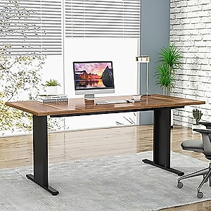 Tribesigns 63-Inch Executive Desk, Large Computer Office Desk with Heavy Duty Frame, Modern Simple Study Writing Table Workstation Business Furniture for Home Office (Walnut)