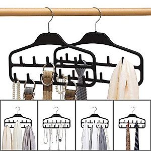 Belt Hanger Rack Holder for Closet, Sturdy Belt Organizer with 360 Degree Swivel, 11 Large Sturdy Belt Hooks, Non Slip Rubberized Belt Storage, Black