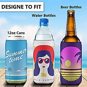 Sublimation Blanks Slim Beer Can Sleeves, 6pcs Neoprene Personalized Sublimation Can Cooler Covers Foldable Insulators Beer Holders Fit for 12oz Slim Drink Beer Cans