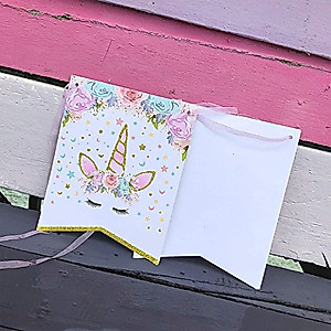 Guolz Unicorn Happy Birthday Bunting Banner Unicorn Themed Party Supplies Decorations for Girls Party Favors