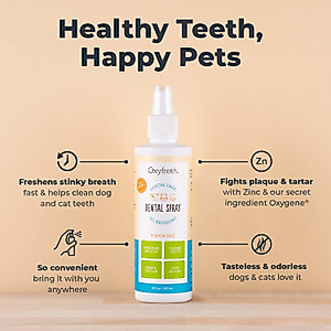 Oxyfresh Advanced Pet Dental Spray – Instant Pet Fresh Breath: Easiest No Brushing Pet Dental Solution for Dogs and Cats – Best Way to Fight Pet Plaque, Keep Teeth & Gums Healthy. 8oz.