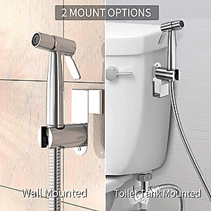 Yawenner Handheld Bidet Toilet Sprayer, Stainless Steel Bathroom Bidet Sprayer Set with Hose, Baby Cloth Diaper Sprayer, for Feminine Wash, Shower Sprayer for Pet, Wall or Toilet Mount