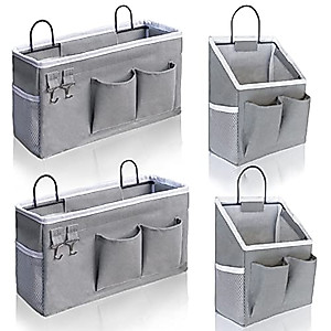 Kanrichu 2pcs Large + 2pcs Small Wall Hanging Storage Bag for Home & Camper (Gray)