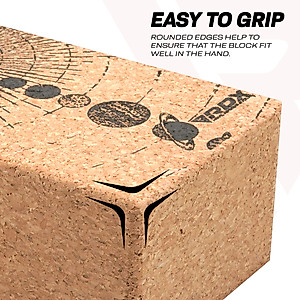 RDX Yoga Block Cork Set, Non-Slip Natural Brick for Strength Flexibility Body Balance, Easy Grip Surface for Stability Pilates Fitness Exercise Deepen Poses Office Home Gym Training, 22.5 x14.5x10.2CM
