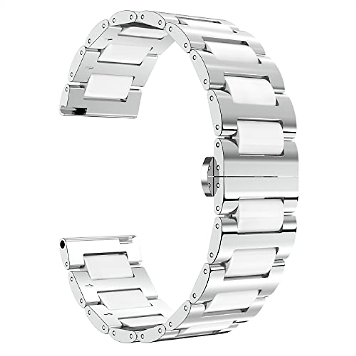 BINLUN Women'sWatch Band Stainless Steel Ceramic Replacement Watch Bracelet Polished Strap 12mm/14mm/16mm/18mm/20mm/22mm with Butterfly Buckle 6 Colors