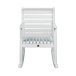 JONATHAN Y RCK101C Carey Modern Slat-Back 300-Lbs Support Acacia Wood Patio Outdoor Rocking Chair for Garden, Lawn, Backyard, Pool, Deck, Beach, Firepit, White