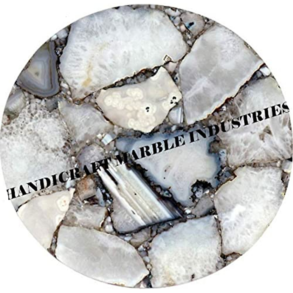 White Agate Stone Round Table Top, Counter Top Natural White Salt Agate Stone Coffee Table Top, Agate Stone Centre Table Top, Quartz, Table - Furniture, Agate - Gemstone, Piece Of Conversation