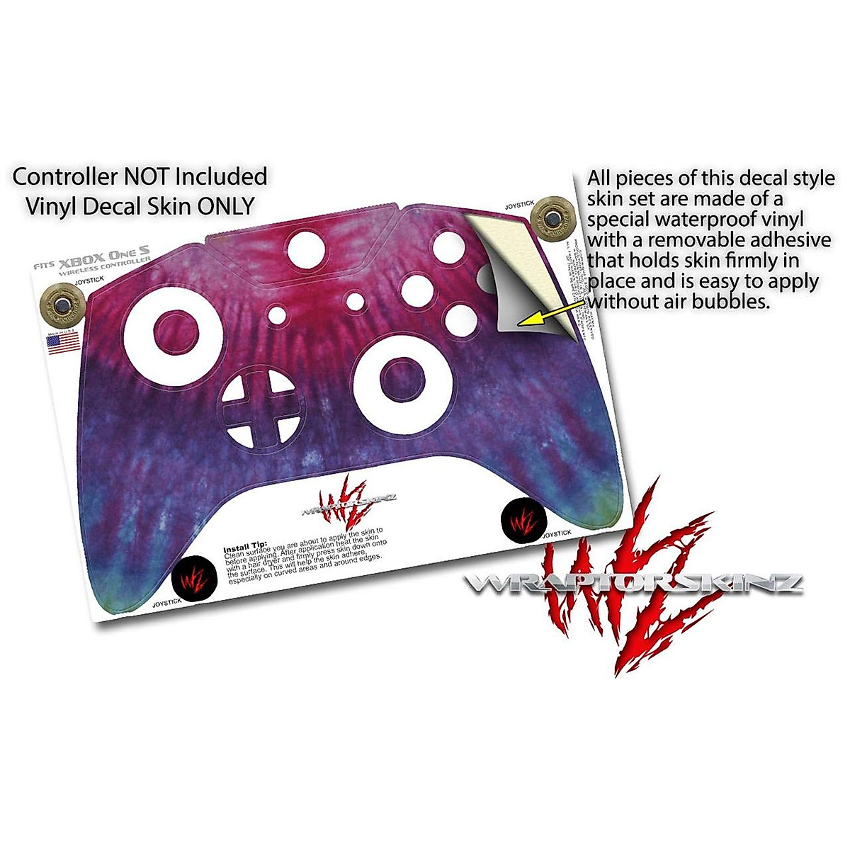 WraptorSkinz Decal Vinyl Skin Wrap compatible with XBOX One S / X Controller - Tie Dye Pink and Purple Stripes (CONTROLLER NOT INCLUDED)