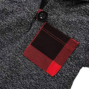 Little Bitty Baby Boy Outfits 3-6 Months Toddler Baby Boy Clothes Clothing Plaid Pocket Hoodie Sweatshirt+Pants Fall Winter Outfits Set, Red Plaid Outfit 3-6m/70cm