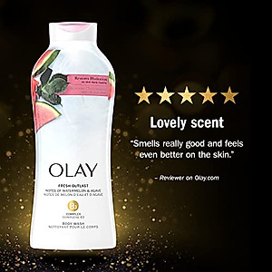 Olay Fresh Outlast Notes of Watermelon & Agave Body Wash, 30 fl oz (Pack of 4)