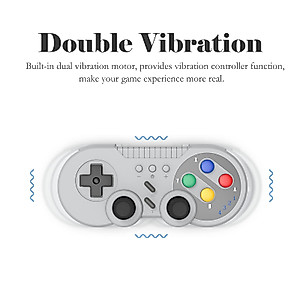Cenxaki Switch Controller for Nintendo Switch, Wireless Switch Gamepad Compatiable for NS/Switch OLED/Windows PC Classic SNES Style Controller with Motion Control/Vibration/Turbo/Wakeup - Gray