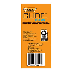 BIC Glide Velocity Bold Ballpoint Pens, Bold Point (1.6 mm), Blue Ink Pens, Translucent Barrel, 36-Count Pack (VLGB361-BLU)