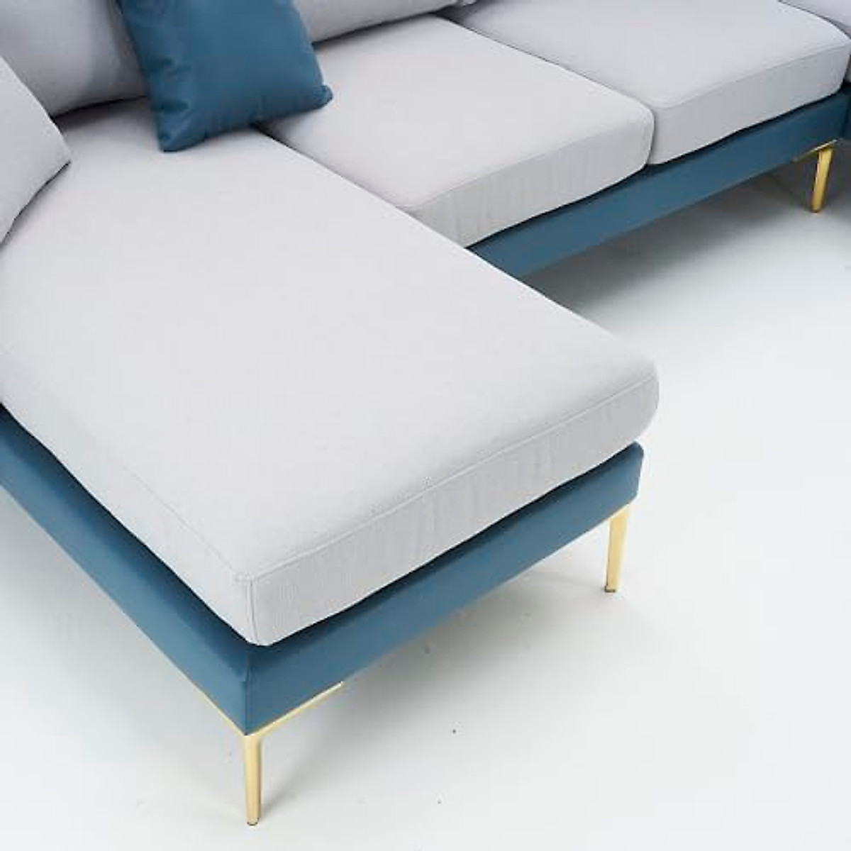 HANLIVES 108.5 Inch 4-Seat Sofa Couch,Modern Fabric U Shaped Living Room Furniture Set with 4 Throw Pillows,Upholstered 4 Seater Sectional Sleeper Sofa with Thicken Foam for Bedroom Office Apartment