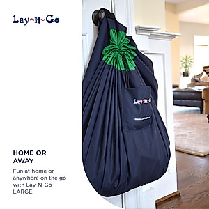 Lay-n-Go 2-in-1 Extra Large Portable Drawstring Toys Storage Organizer and Play Mat for Room and Travel, Made for Kids and Toddlers with a Durable Patented Design, 60 inch, Green