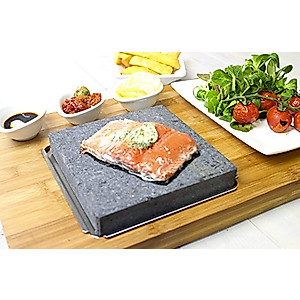 Black Rock Grill Steak On The Stone Set, Hot Rock Grill Table Top Lava Cooking Stone (One Gift Set)