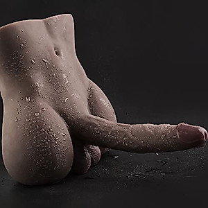 Male Sex Doll with Flexible Dildo Realistic Huge Cock, Black Men Sex Dolls for Women, Male Sex Doll Torso Tight Anal Hole 8in Cock for Female Masturbation, Unisex Masturbator Toy for Gay Couple 7lb