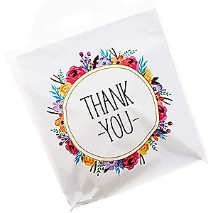 Thank You Gift Bags with Handles, Floral Wreath Design (12 x 13 in, 100 Pack)