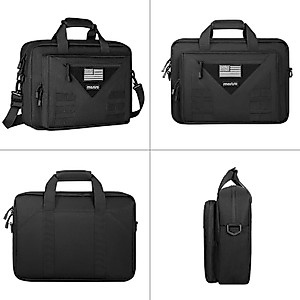 MOSISO Tactical Laptop Messenger Shoulder Bag, 15-16 inch Multifunctional Adjustable Large Notebook Carrying Sleeve Case Pockets, Black